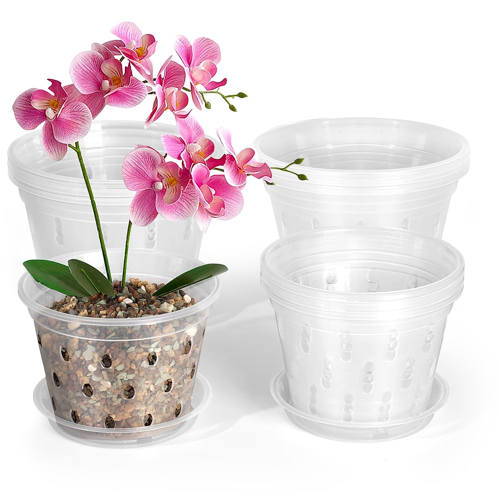 Amazon.com: RAOOKIF Orchid Pots with Saucer for Repotting, 9 Pack 7 ...