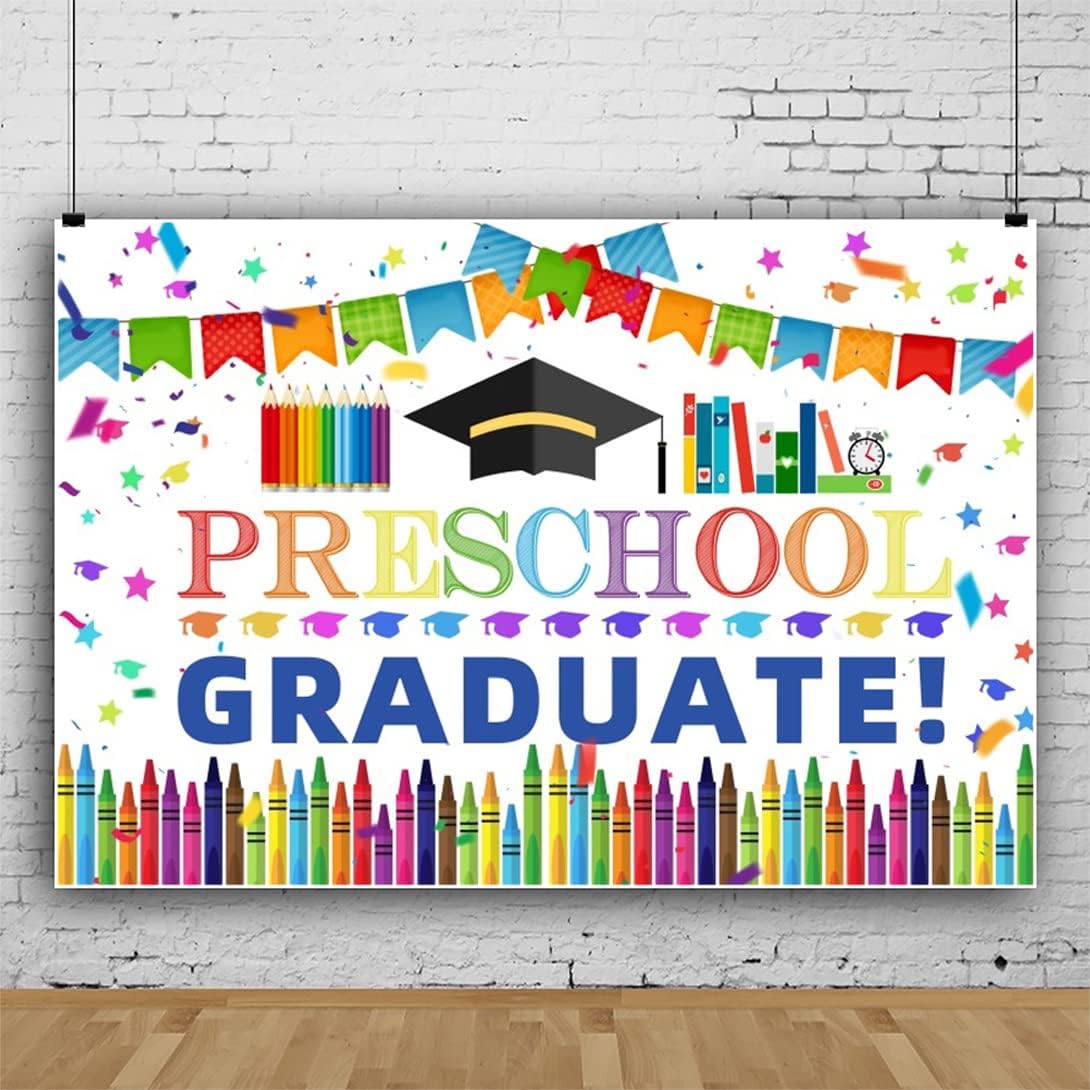 Amazon.com : Preschool Graduation Backdrop for Kids Photography ...