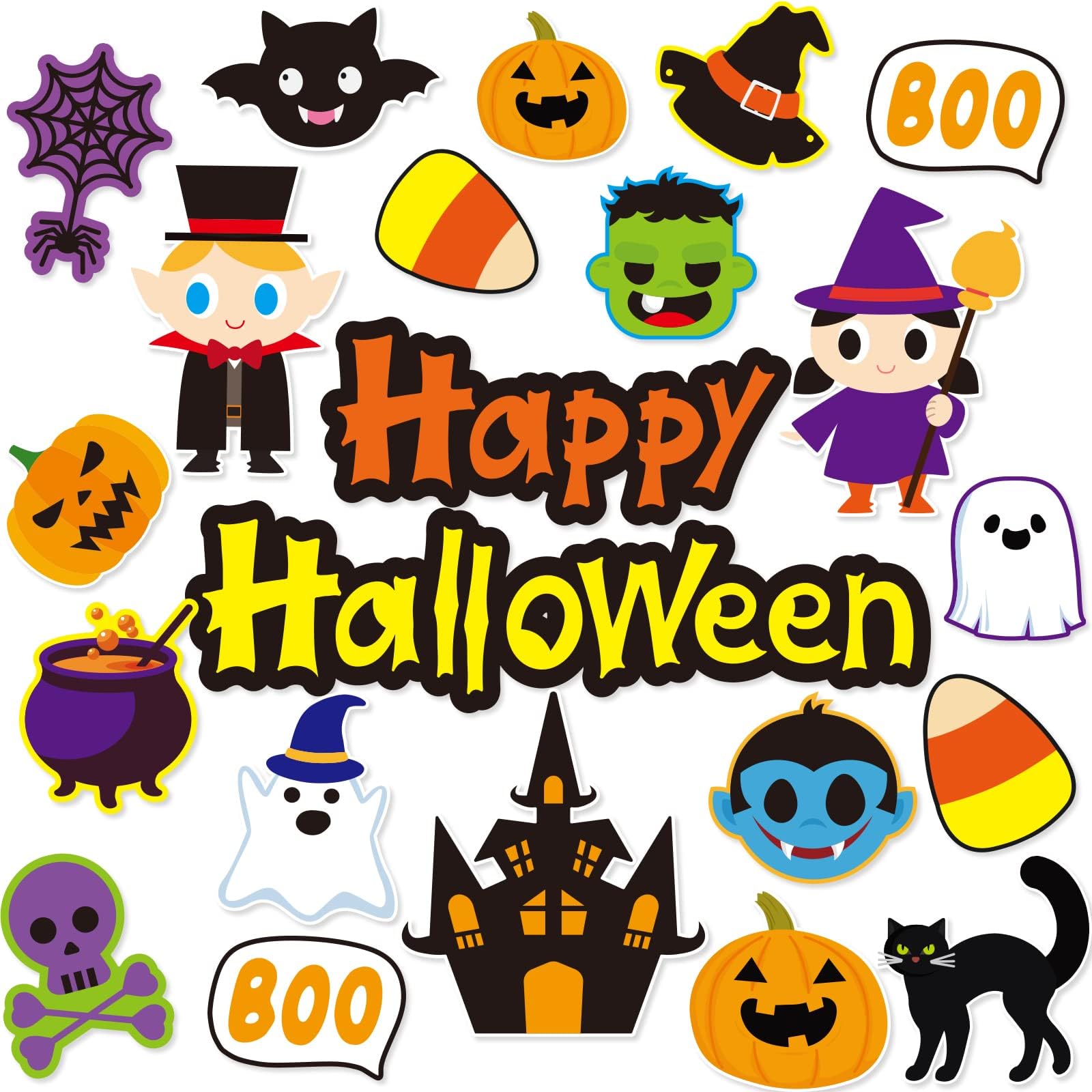 Amazon.com : 52 Pieces Halloween Cut Outs Happy Halloween Monster ...