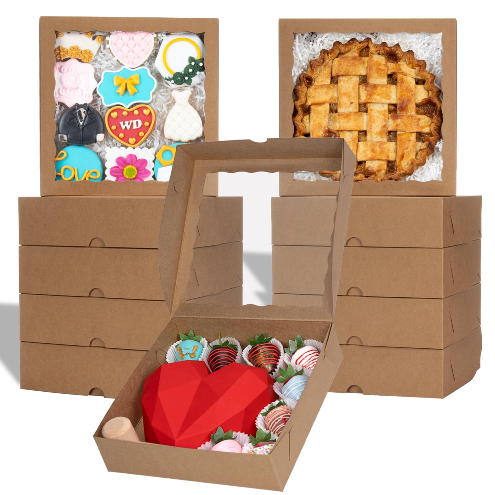 Amazon.com: TEMLQPACK 50pcs 9x9x2.5 Inches Brown Bakery Boxes with ...