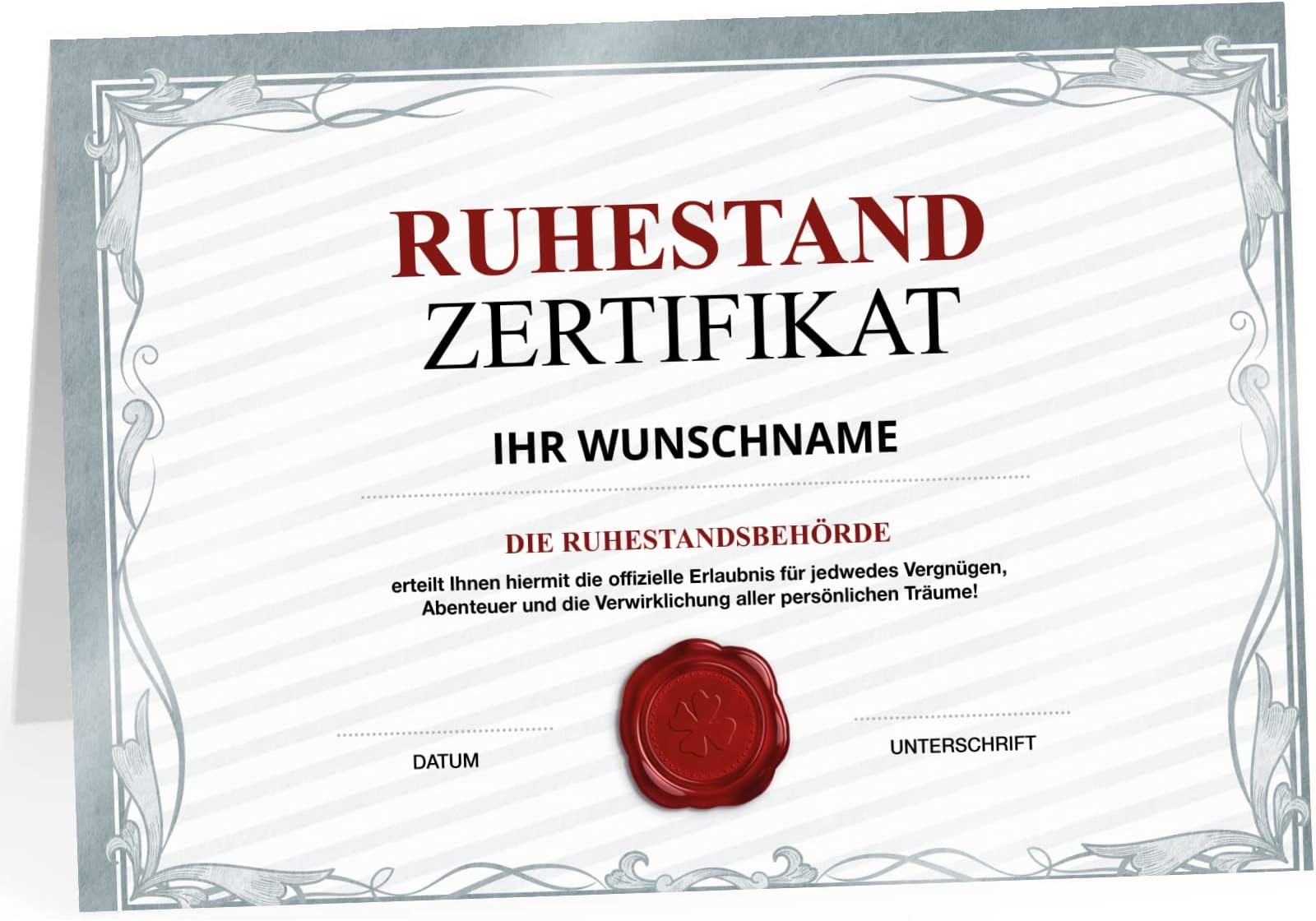 XXL Abschiedskarte PERSONALISIERT (A4) - Zertifikat - Urkunde Vintage ...