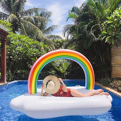 Inflatable Rainbow Cloud Pool Float for Adults, Pool Loungers ...