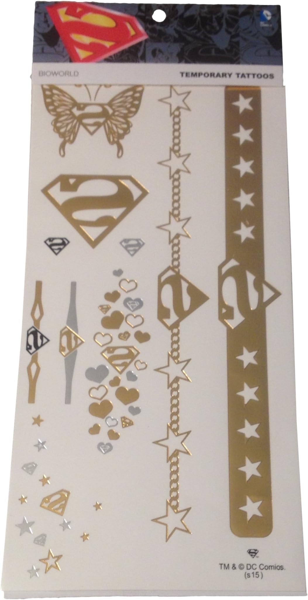 Amazon.com: DC Comics Superman Temporary Tattoos Jewelry Costume Pack ...