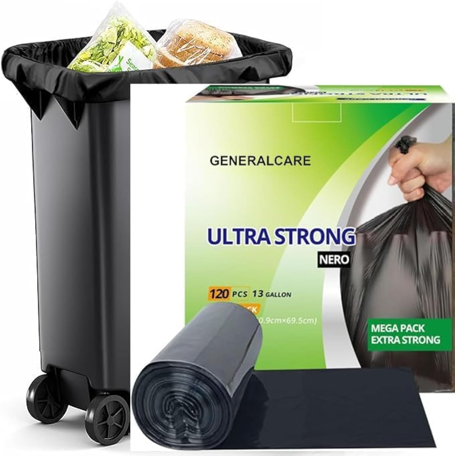 Amazon.com: 13 Gallon Biodegradable Tall-Kitchen Trash Bags - Black ...