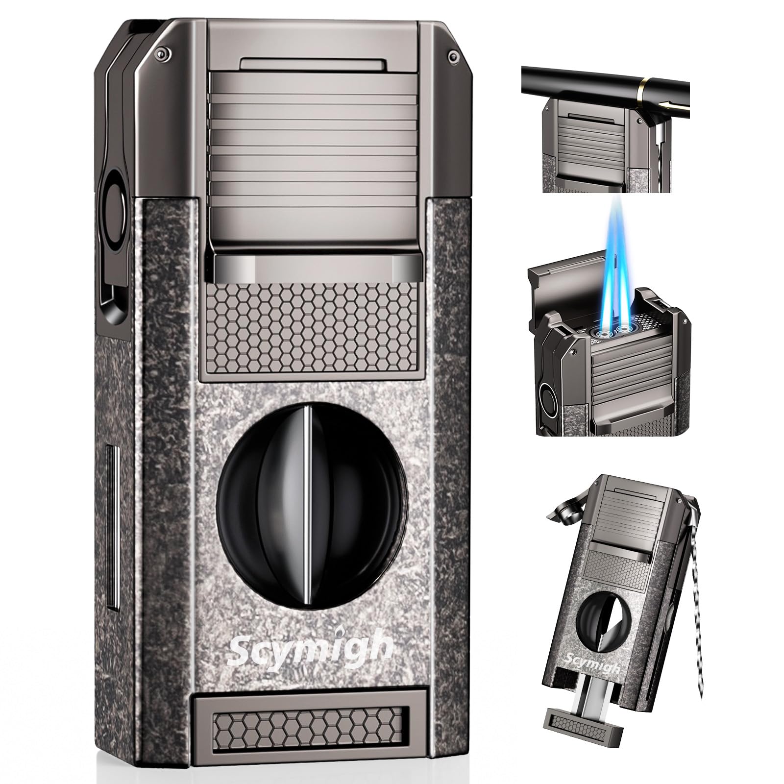 Amazon.com: 5-in-1 Torch Lighter with V Cut Cutter, Punch, Draw ...