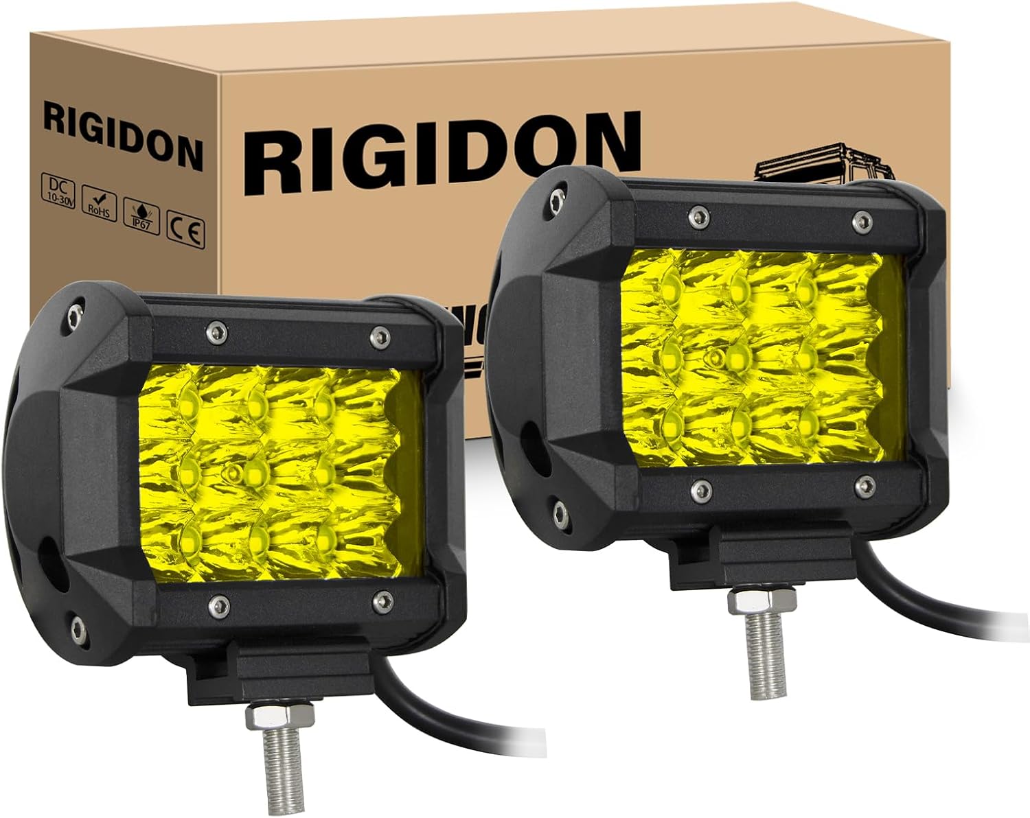 Amazon.com: RIGIDON 2PCS Amber LED Light Bar, 4Inch 36W Triple Row Spot ...