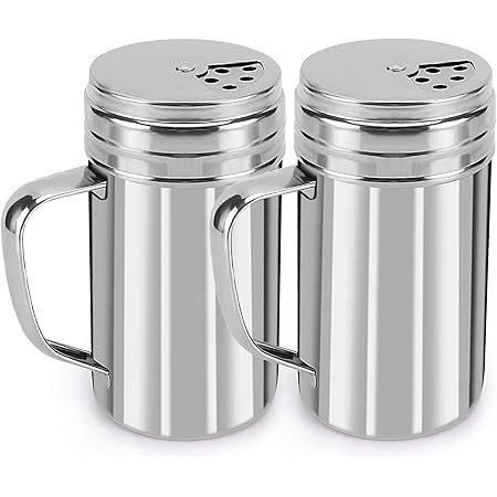 Amazon.com: 2 Pieces 13.5 OZ Stainless Steel Dredge Shaker with Lid and ...