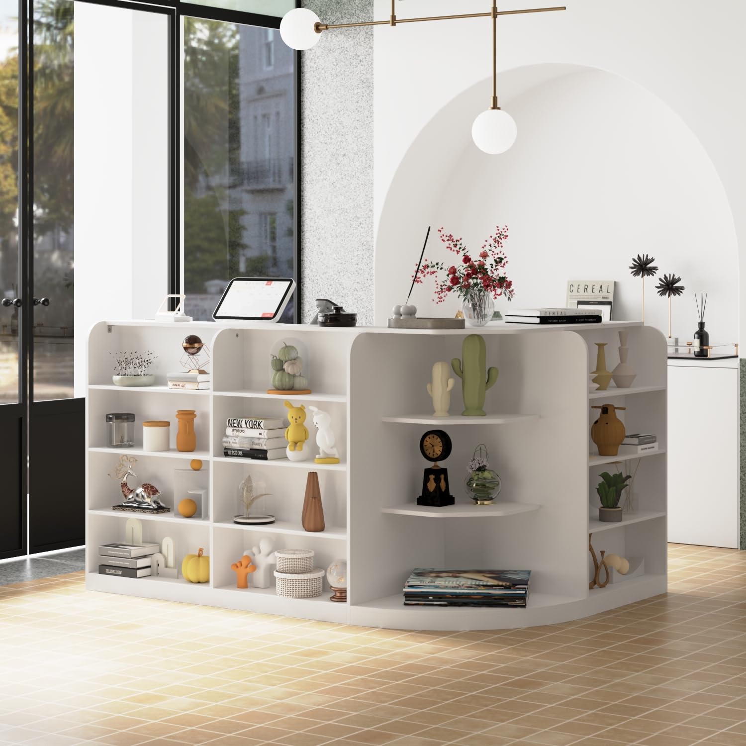 Reception Desk For Retail And Checkout L Shape Front Desk | Desertcart ...