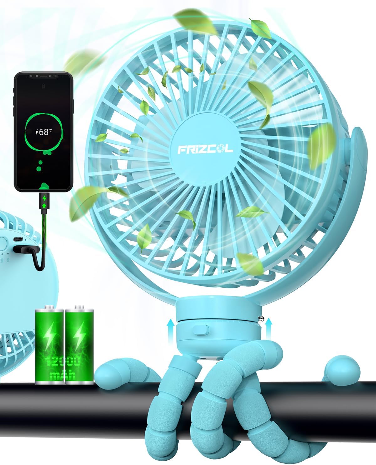 Amazon.com: Gaiatop Mini Portable Stroller Fan, Battery Operated Small ...