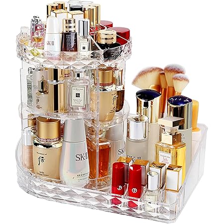 Amazon.com: Rosoenvi Rotating Makeup Organizer, 360° Spinning Skincare Organizers, Adjustable ...