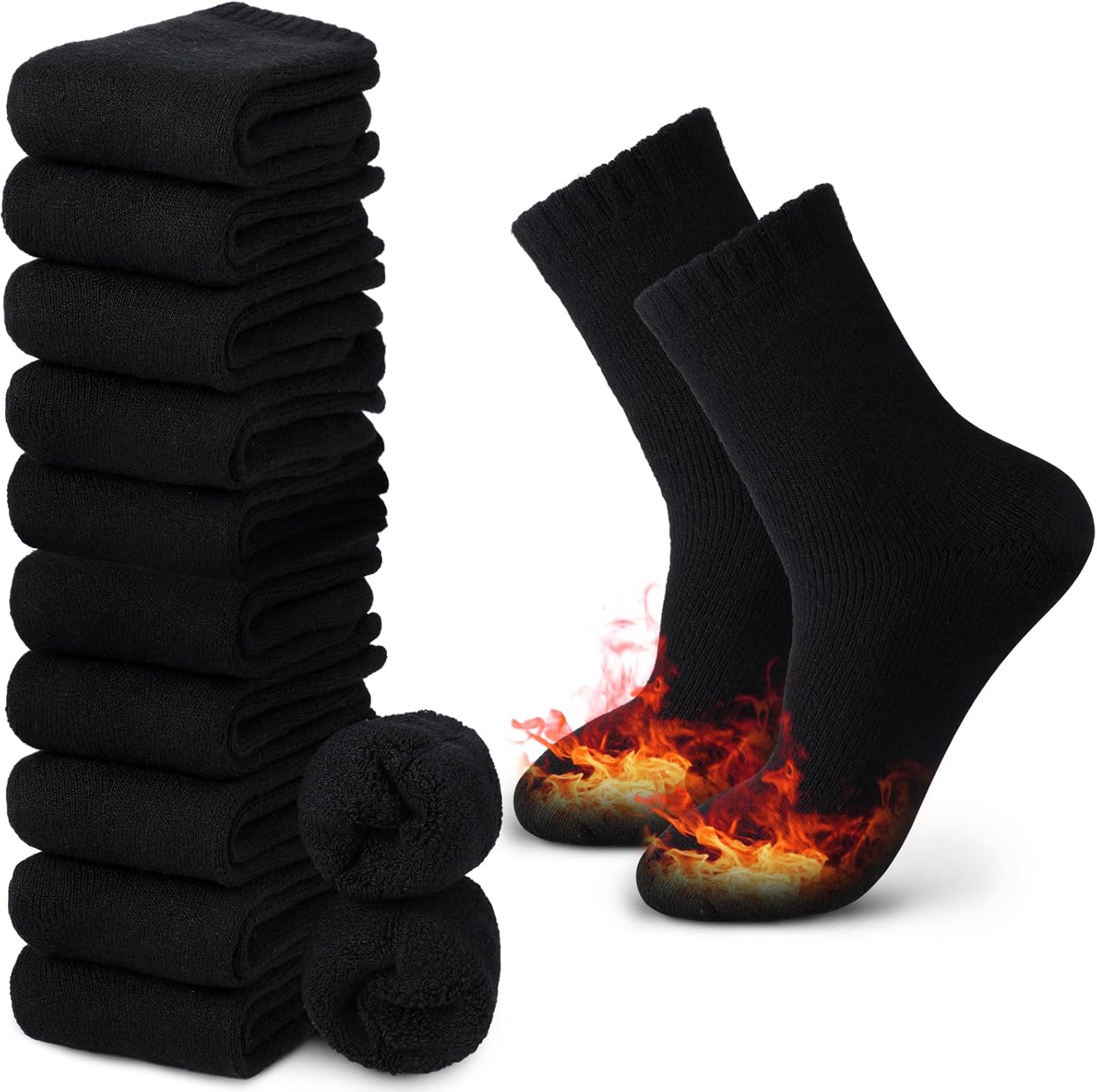 Amazon.com: Toulite 10 Pairs Merino Wool Thermal Socks for Men Warm ...