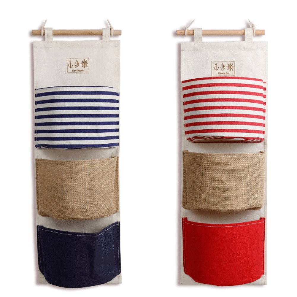 HomRing Hanging Storage Bag, Wall Mounted 3 Bags Nursery Storage Bag ...