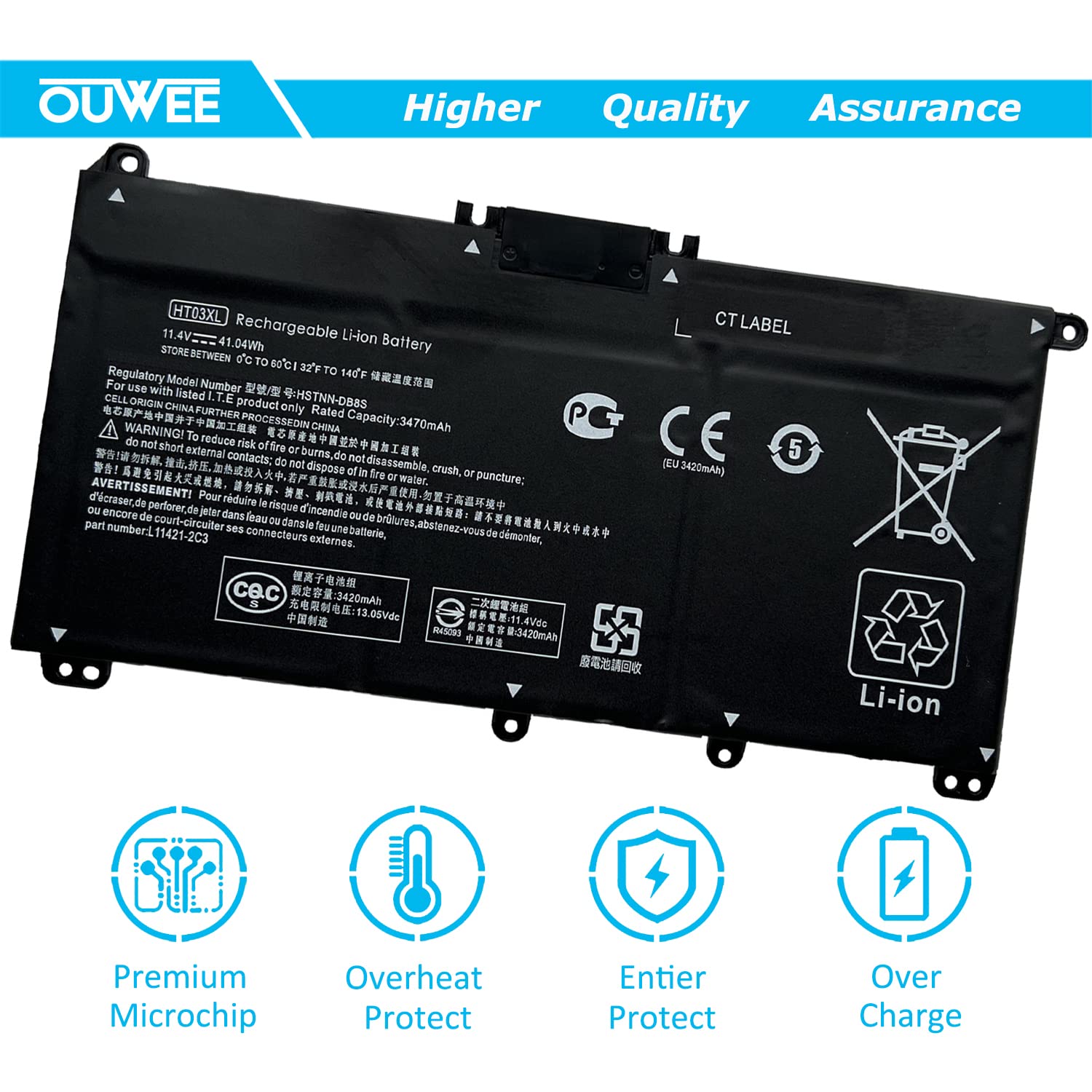 HT03XL L11119-855 Laptop Battery for HP Pavilion 14-CE 14-CF 14-DF 15 ...