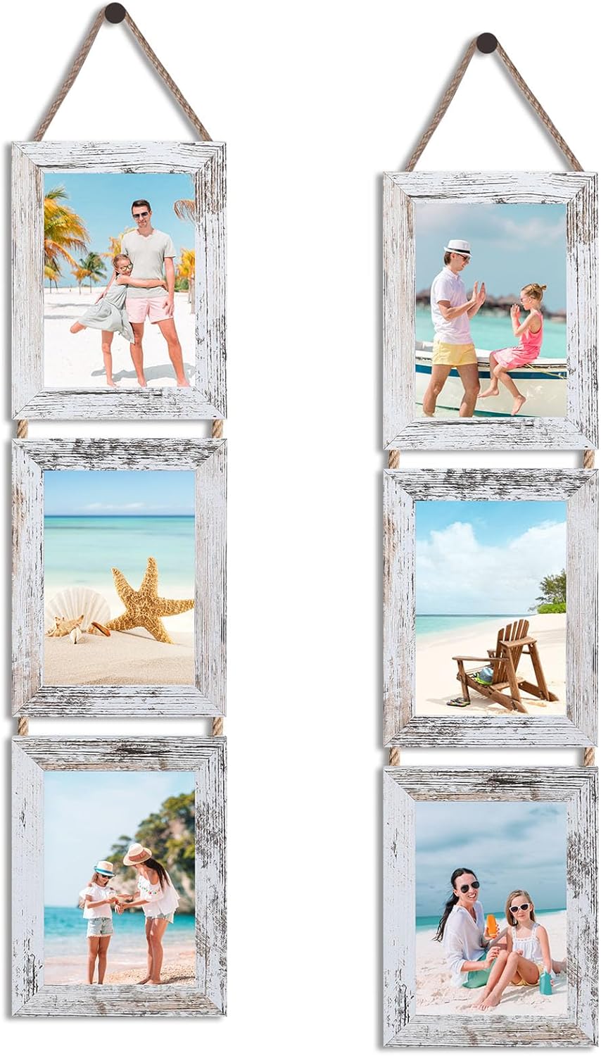 QUTREY 5x7 Collage Picture Frames, 3 Openings Hanging Photo Frame Set ...