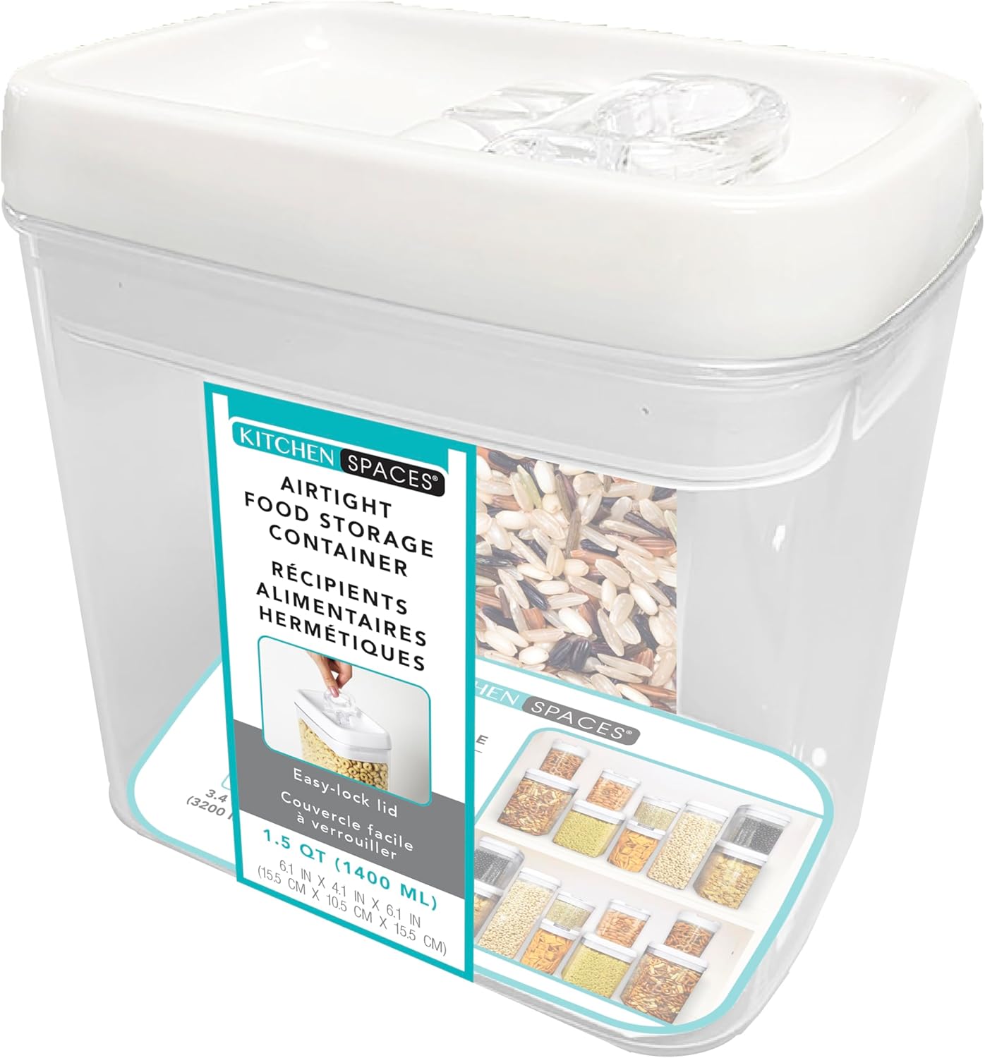 Amazon.com: Kitchen Spaces Airtight Food Storage Container, Rectangle ...