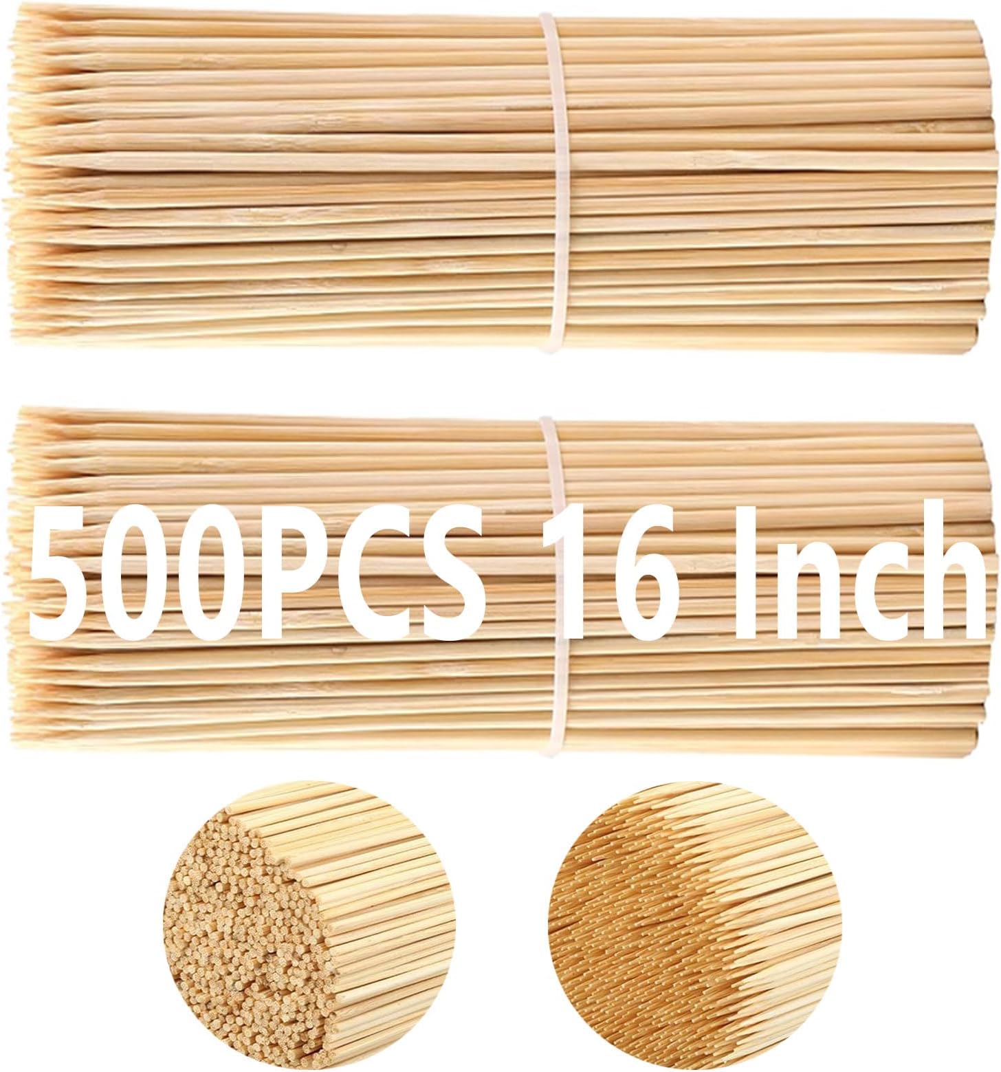 Amazon.com: Acrux7 500 PCS 16 Inch Natural Bamboo Skewers, 1/6 Inch ...