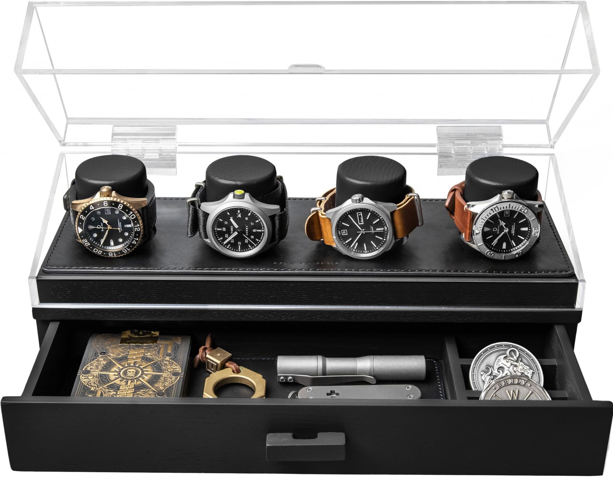 Amazon.com: KAMIER Watch Box Case Organizer Display for Men,Two-Tier ...