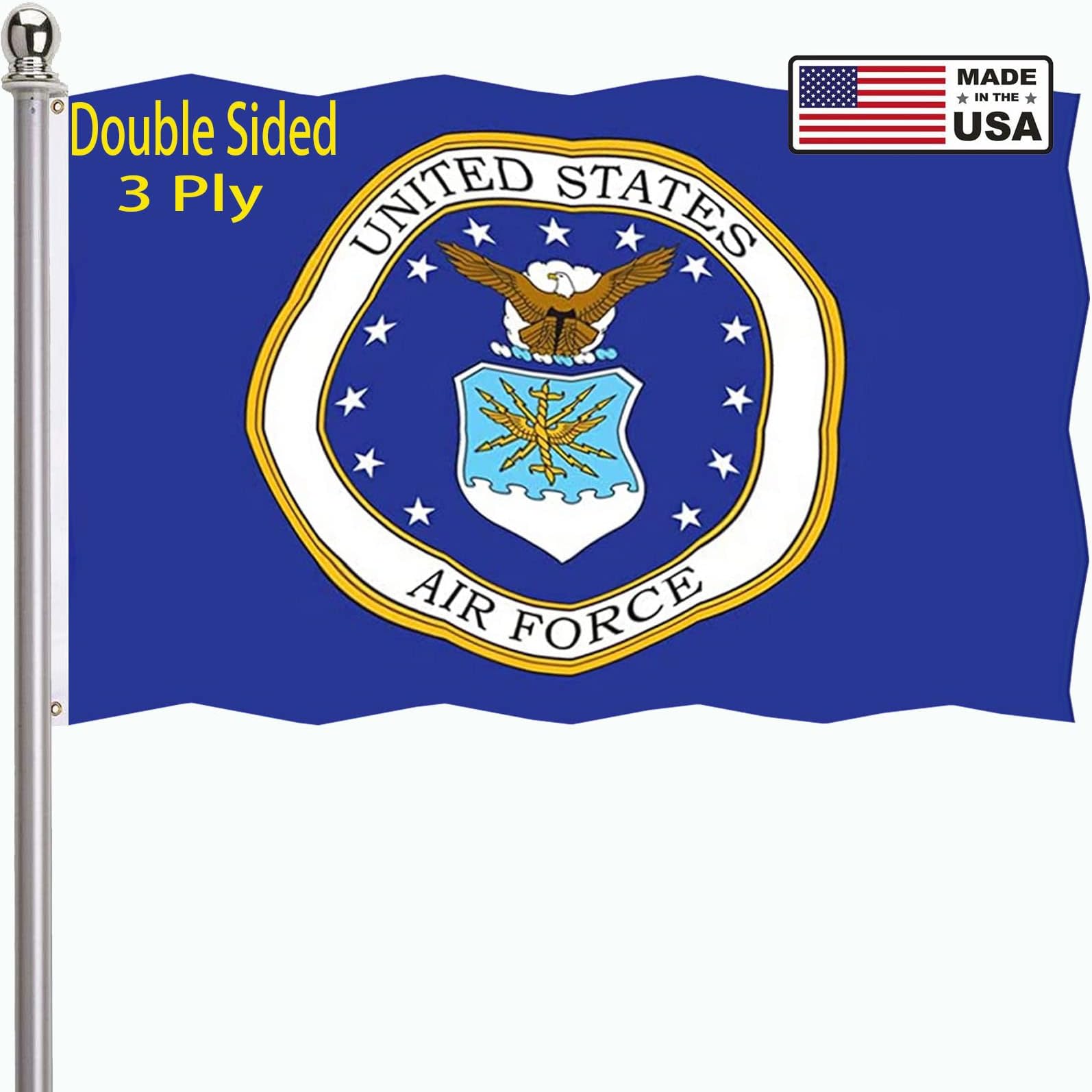 Amazon.com : Air Force Crest Emblem Flag 3x5 Outdoor Double Sided 3 Ply ...