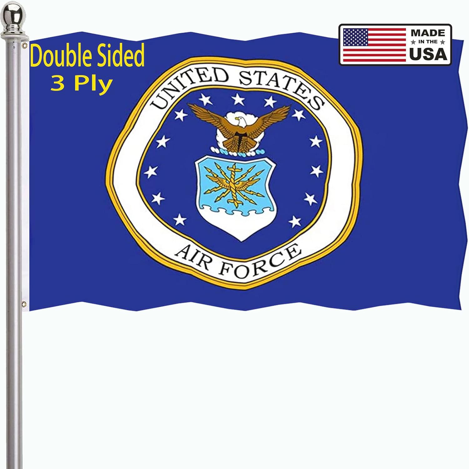 Amazon.com : Air Force Crest Emblem Flag 3x5 Outdoor Double Sided 3 Ply ...