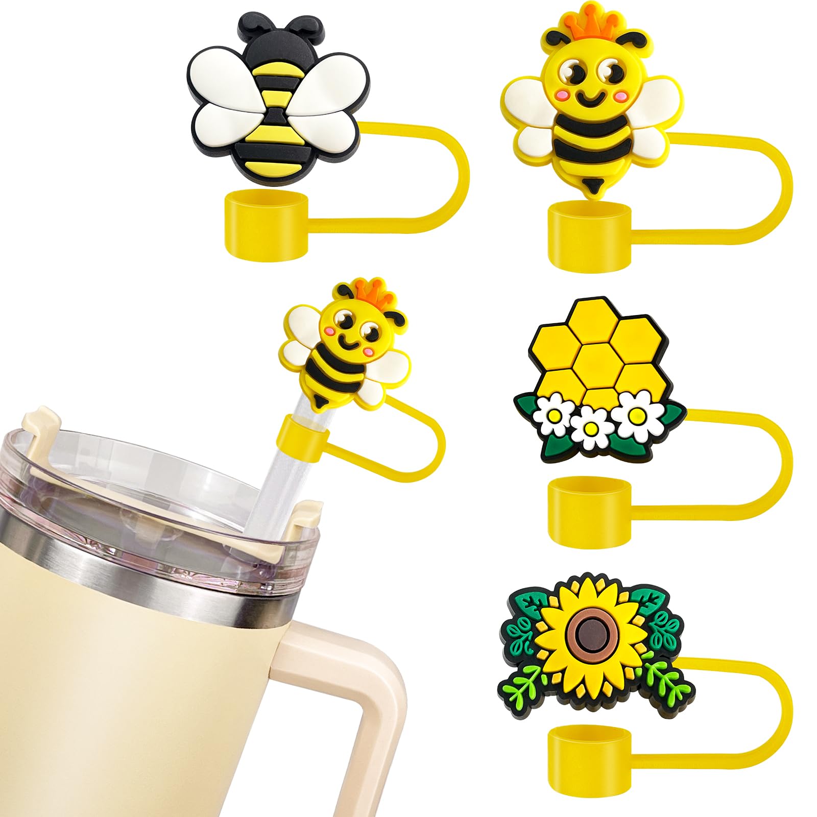 Amazon.com: 4 Pack Straw Cover for Stanley 40 30 Oz Bee Silicone Straw ...