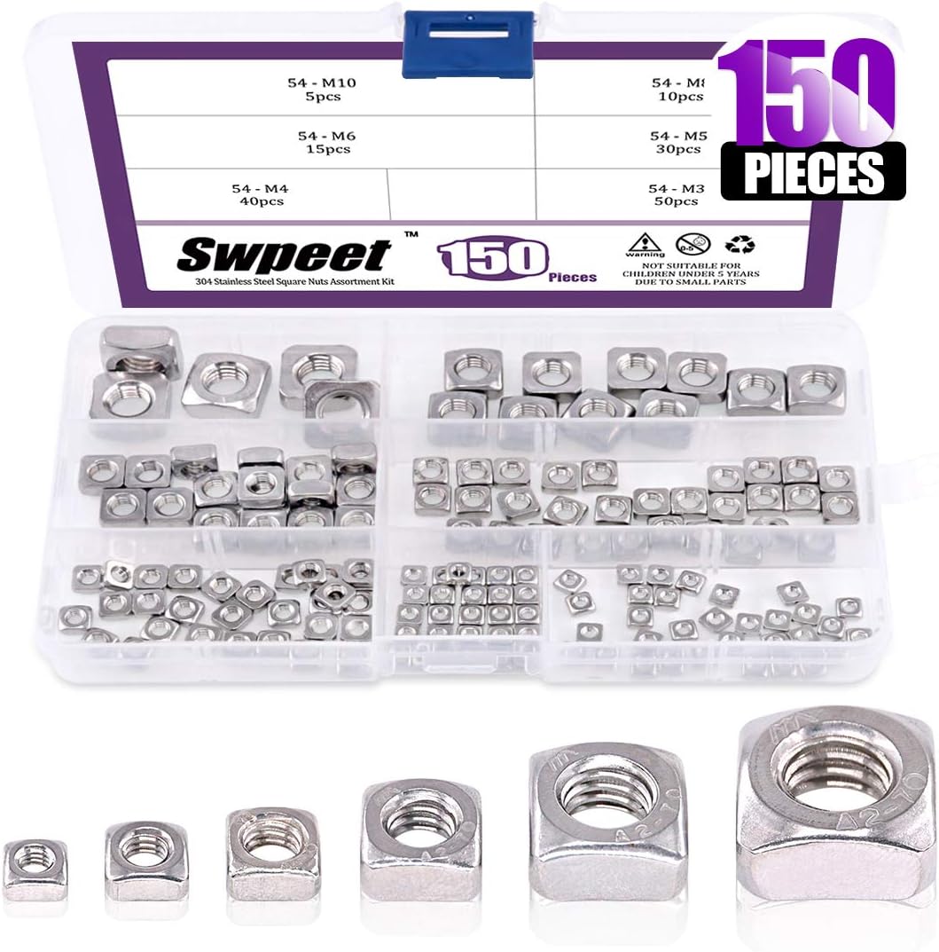 Amazon.com: uxcell M6 Square Nuts, 304 Stainless Steel Metric Coarse ...