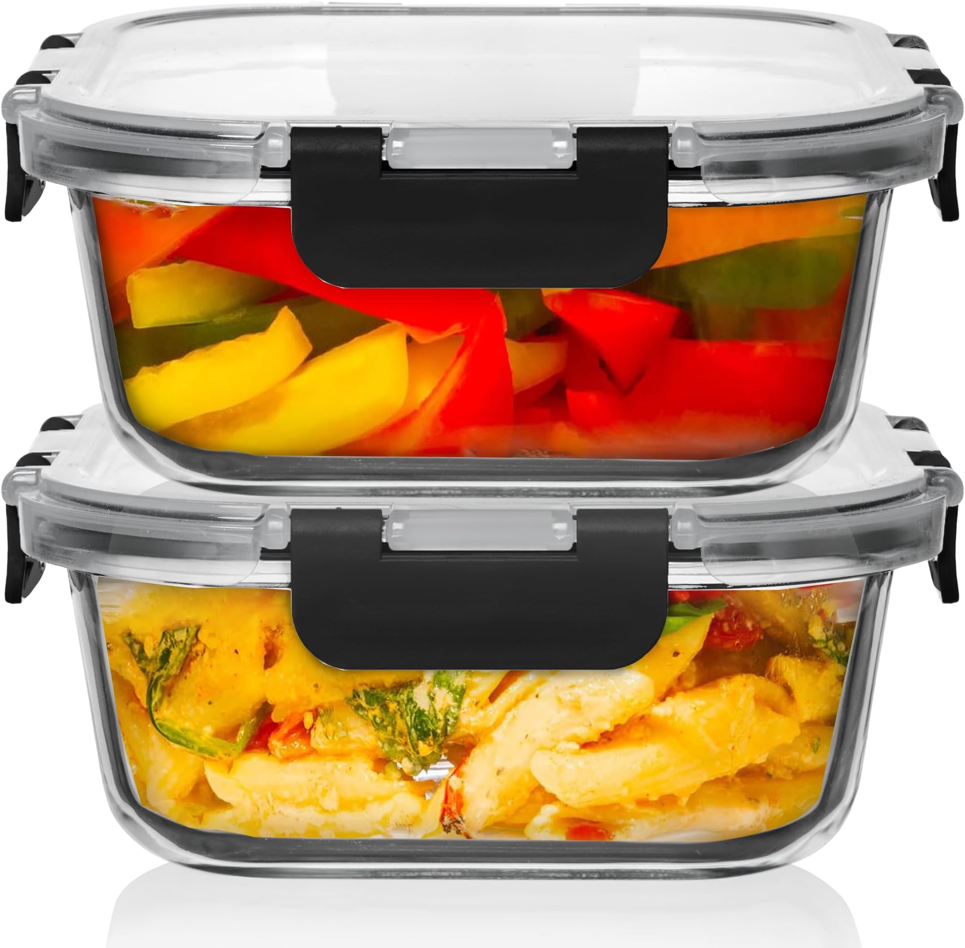 Amazon.com: Razab 24 PC + 6 PC Airtight Glass Food Storage Containers ...