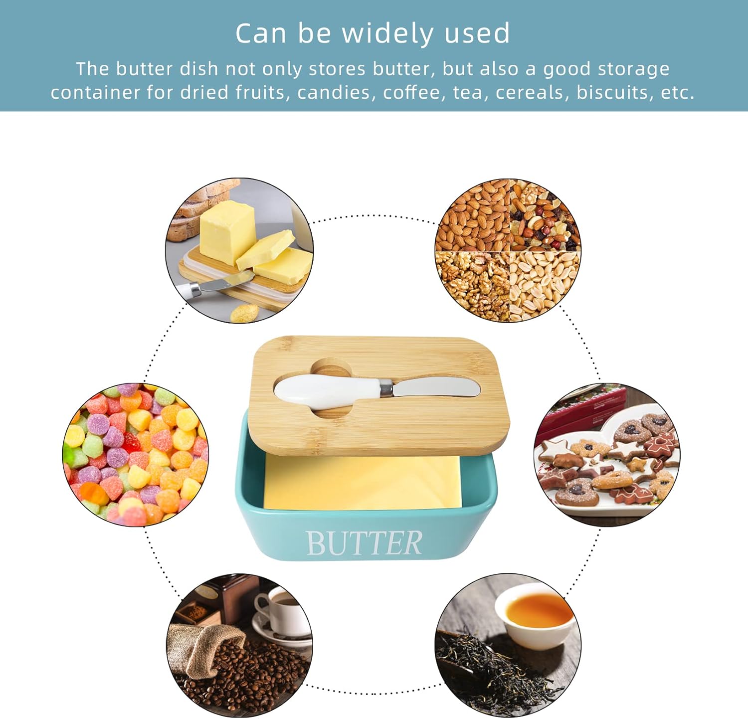 Porcelain Butter Dishes with Lids, Airtight Silicone Butter Box Butter ...