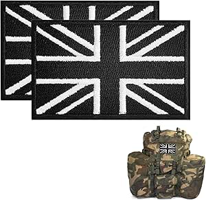 2pcs Tactical Union Jack Embroidered Flag,England Flag Patch,Black ...