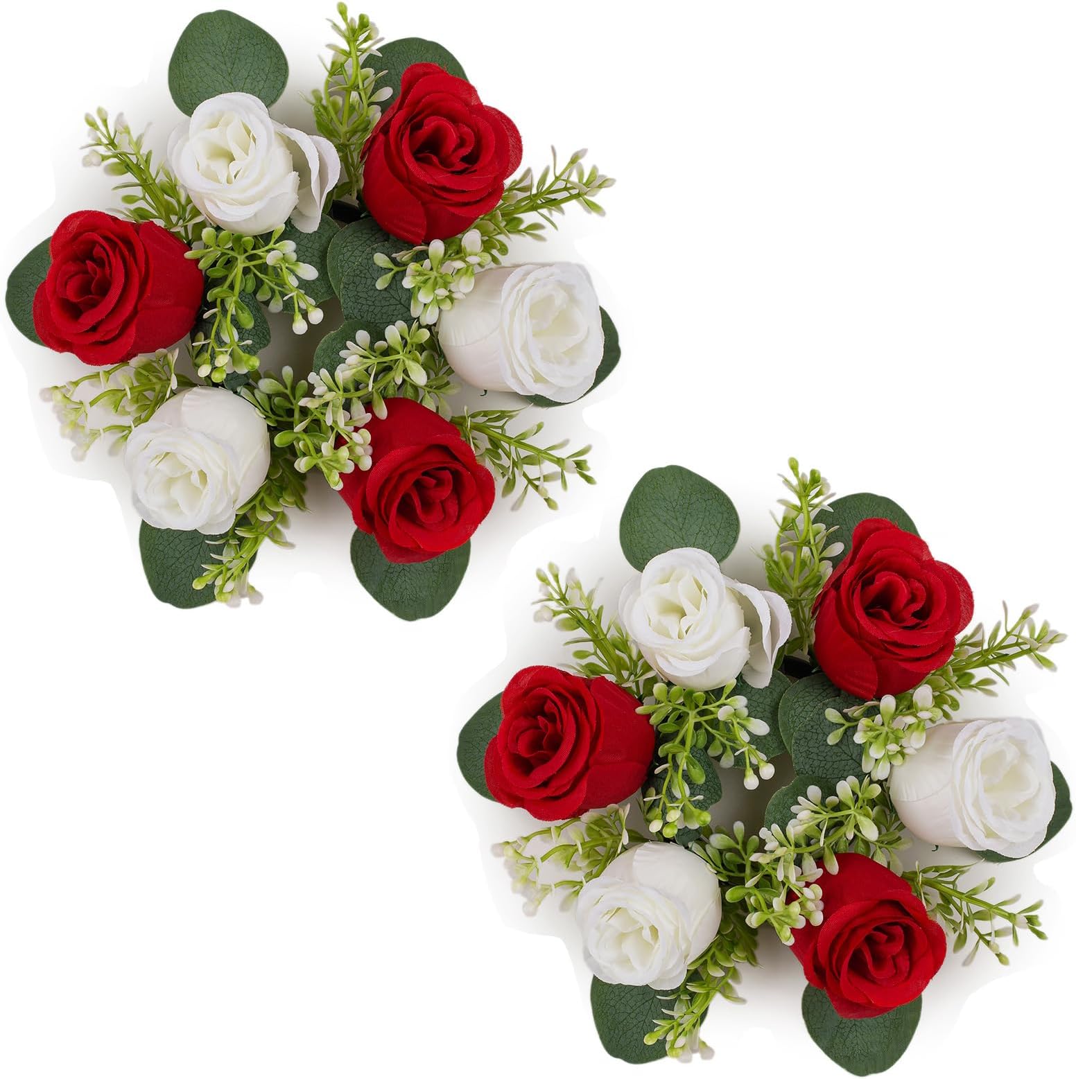Amazon.com: Efavormart 4 Pack Artificial Silk Rose Floral Candle Rings ...