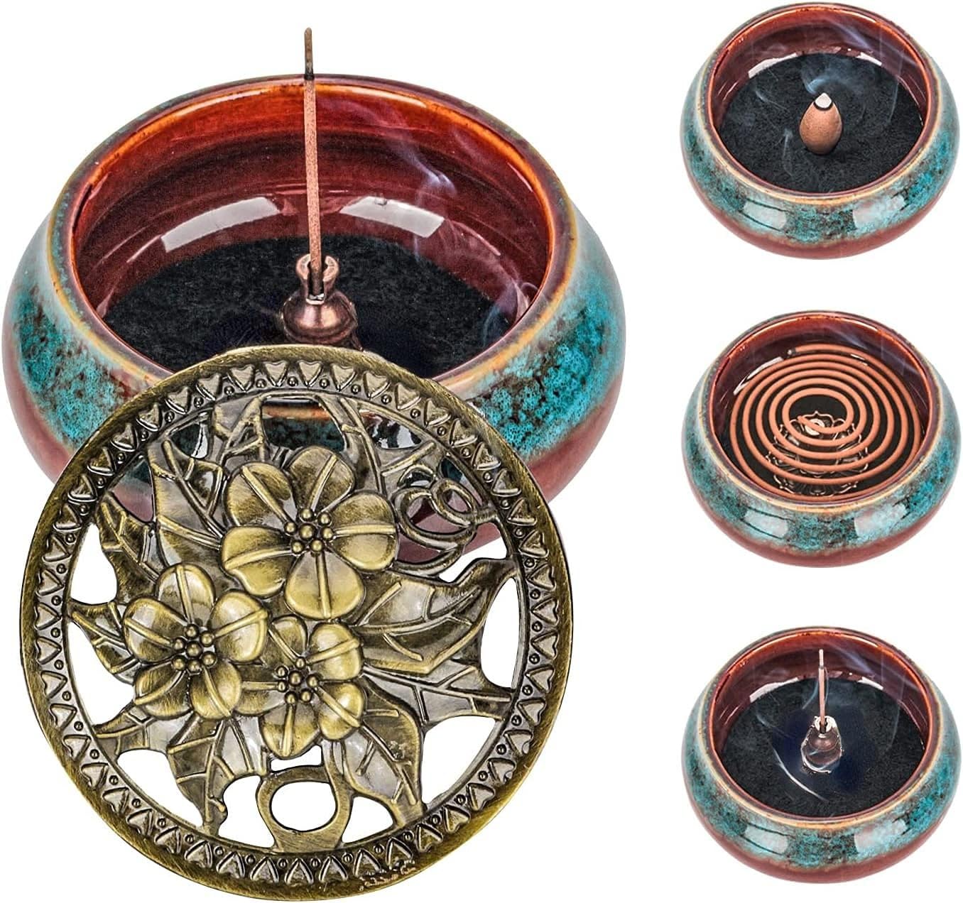 Amazon.com: Brass Lotus Censer Stick Incense Holder Cone Incense Burner ...