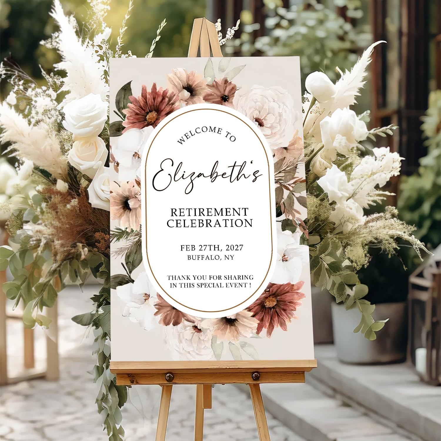 Amazon.com: Personalized Floral Retirement Party Welcome Sign With ...
