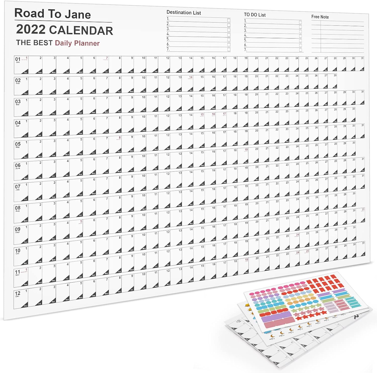 2022 Large Calendar – 74.5 x 52.5cm Premium Oversized Annual Yearly ...