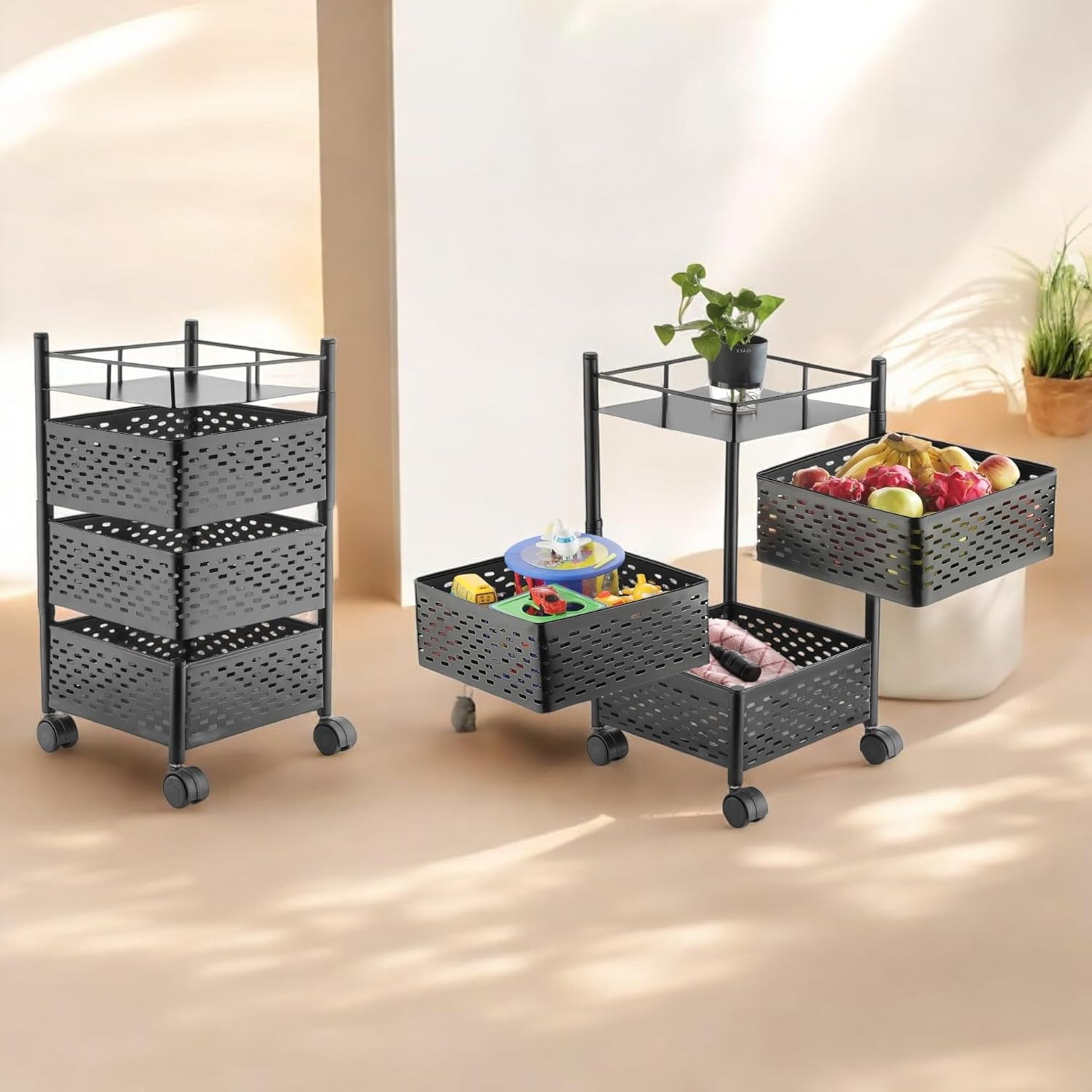 ADMIN INDUSTRIES Metal Kitchen Trolley Organizer with Wheels, Multi ...
