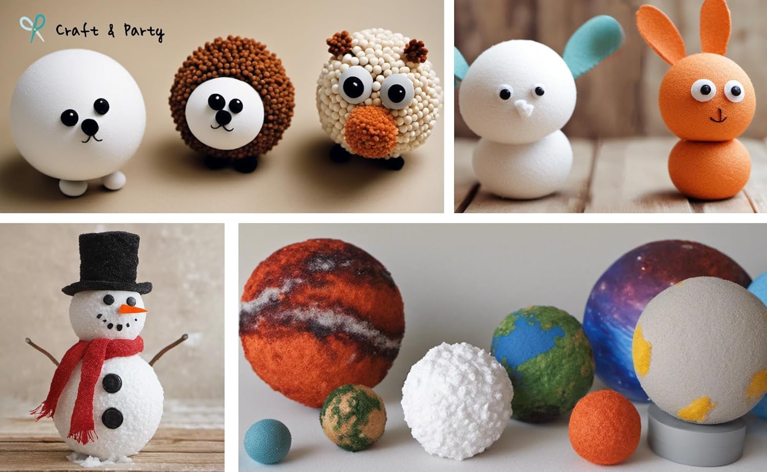 Snapklik.com : 2 Pack 6 Inch Craft Foam Ball - White Smooth Craft Foam Polystyrene Balls For DIY ...