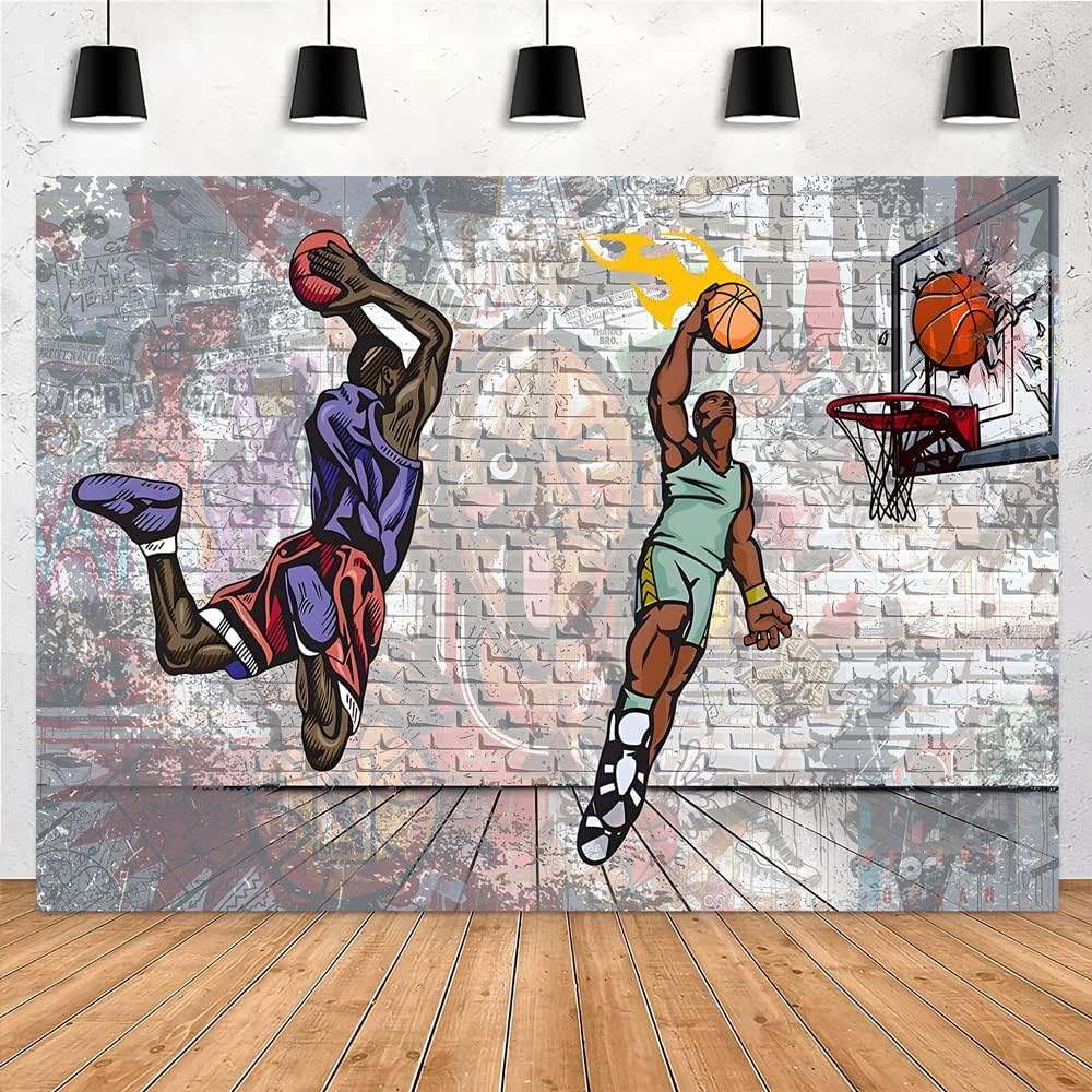 Amazon.com : Basketball Theme Backdrop 7x5ft Colorful Graffiti Art ...