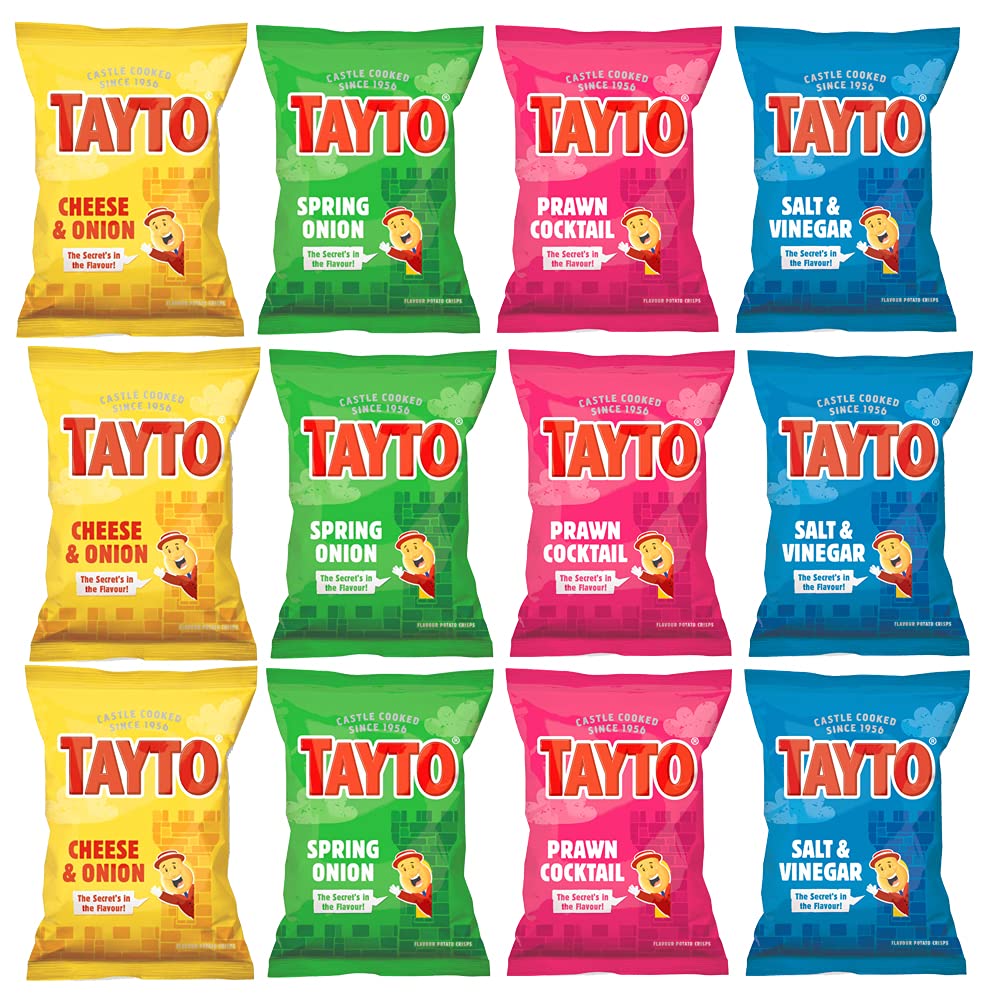 Buy Tayto 12 packs Assorted Crisps Prawn Cocktail Cheese Onion Salt ...