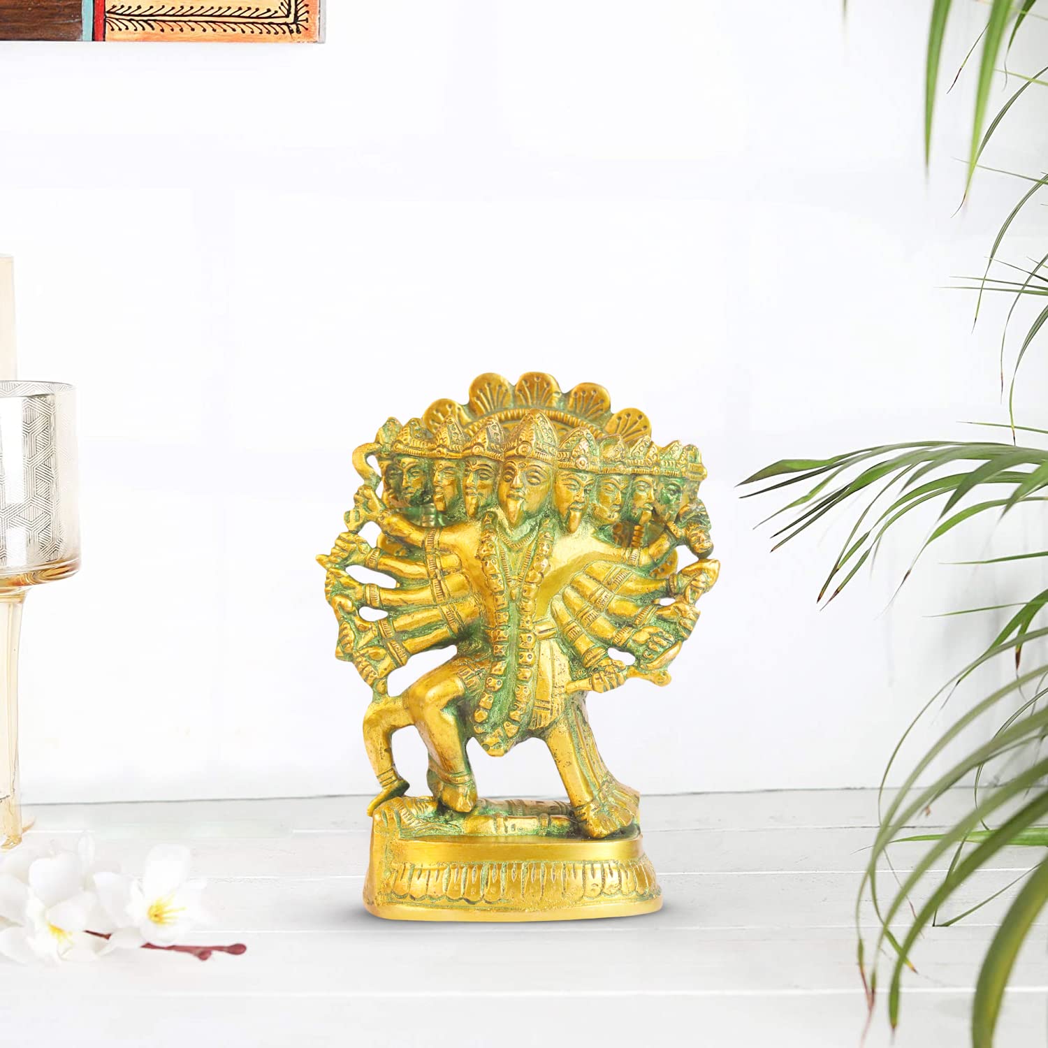 Buy Artvarko Brass Kali Maa Murti | Goddess Maha Kali Ten Arms Ten Legs ...