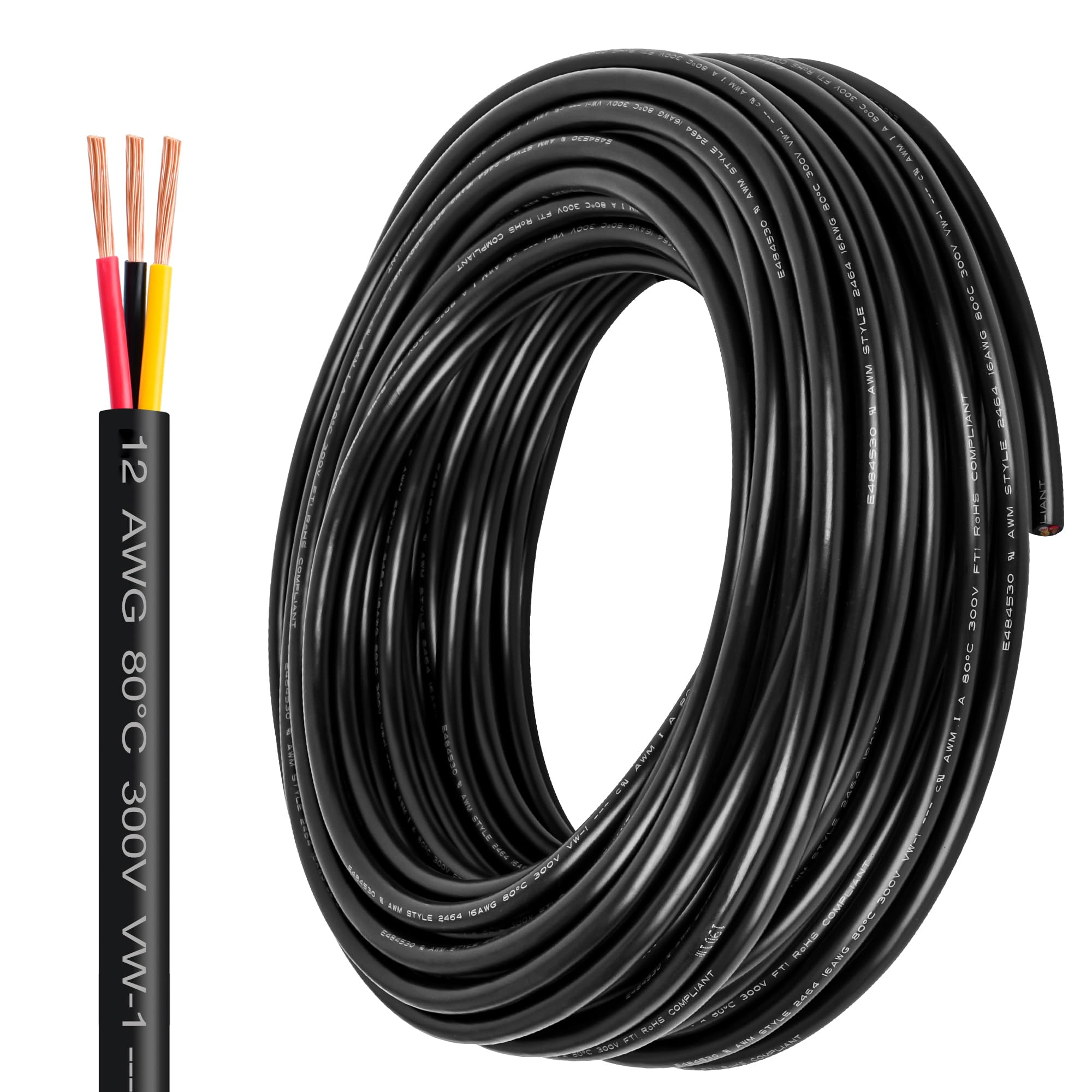 Snapklik.com : 12 Gauge Wire 3 Conductor,12 AWG Electrical Wire ...