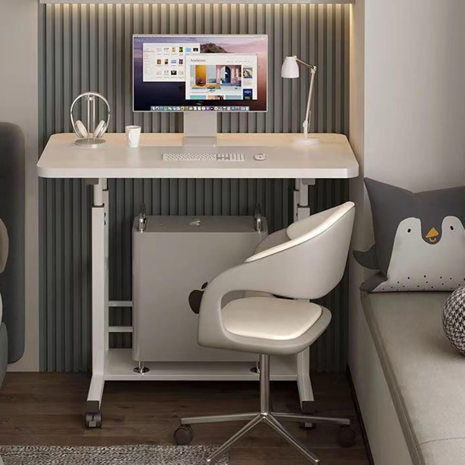 SKADE Small Standing Desk Adjustable Height, Mobile Stand Up Desk with ...