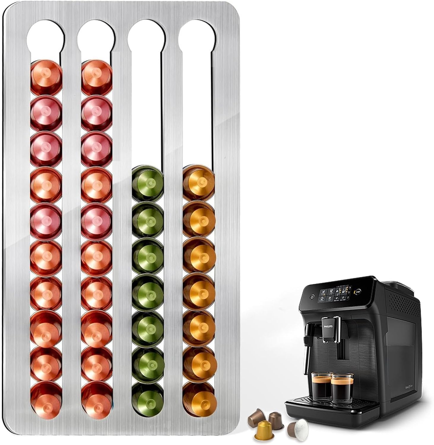 MeYuxg Capsule Holder, Stainless Steel 3 m Adhesive Strips, Coffee ...