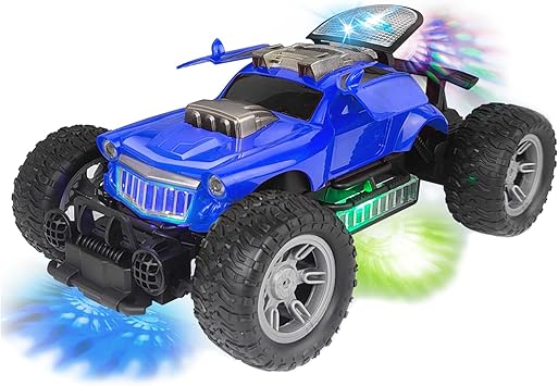 Amazon.com: Qudify 1:18 Blue RC Car with LED Lights – Rechargeable 2 ...