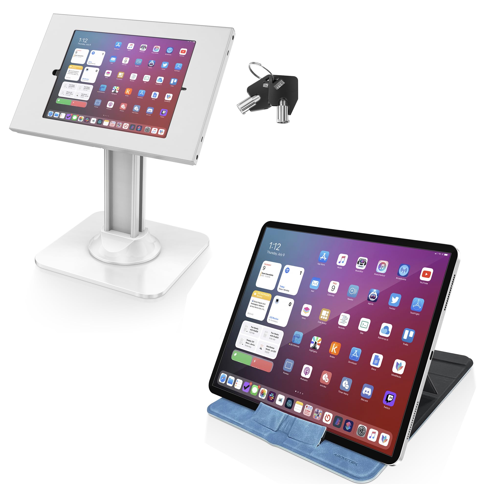Amazon.com: AboveTEK White Anti-Theft iPad Kiosk Stand– POS iPad ...