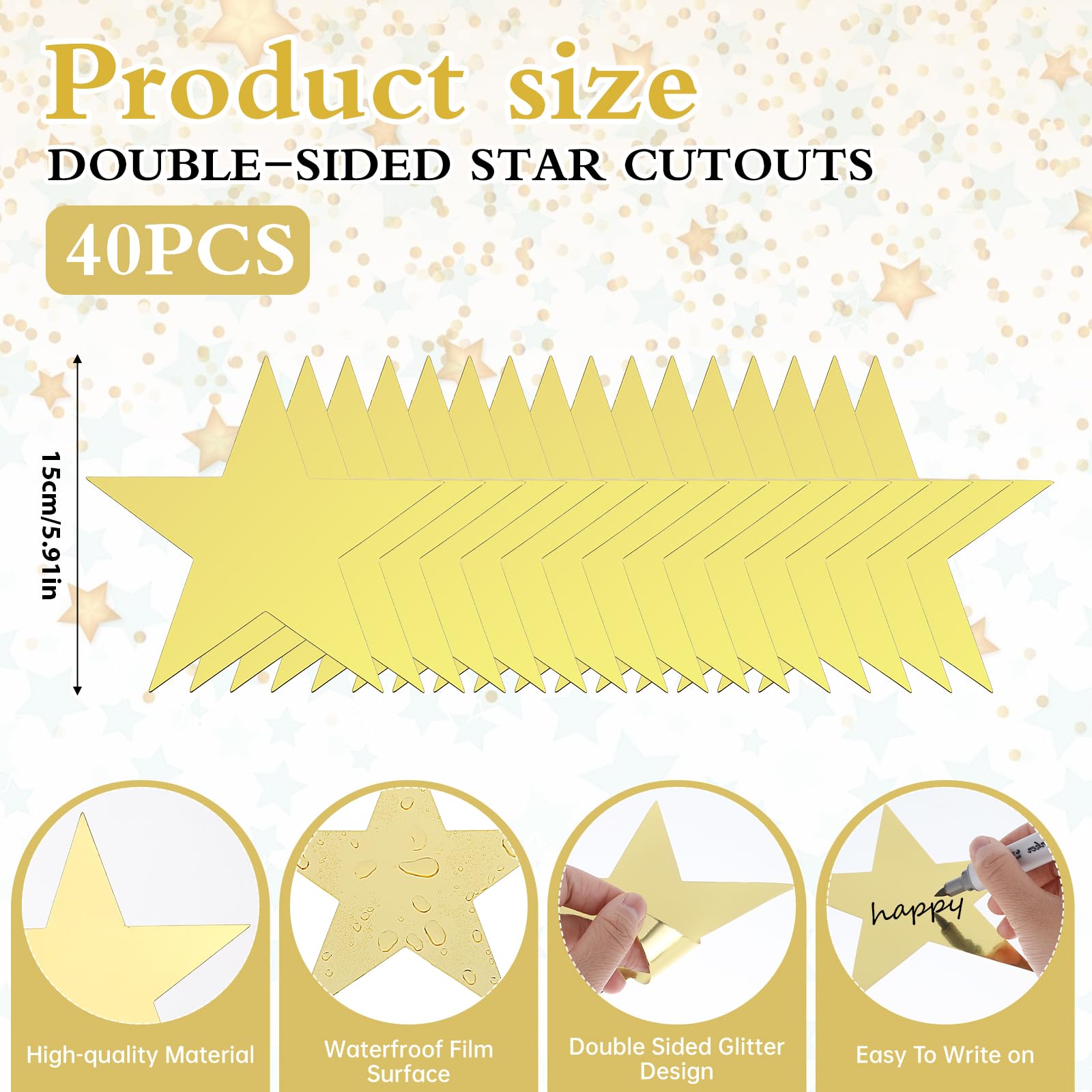Estrellas Doradas Colgando Estrella Solvalla Para Colgar, 45 Cm,