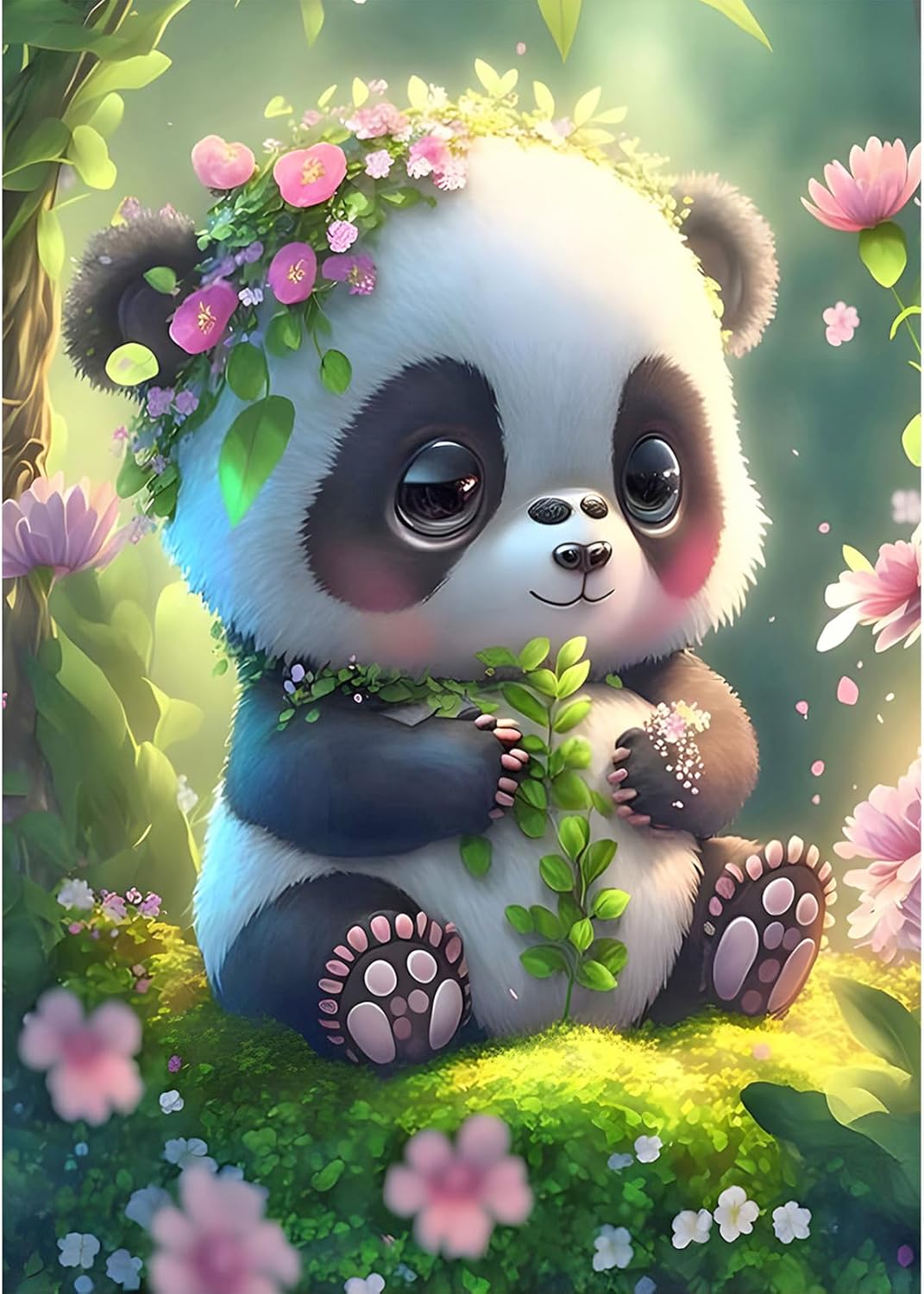 Amazon.com: MOGTAA Flowers Panda Diamond Painting Kits for Adults, 5D ...