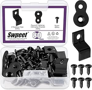 Amazon.com: Swpeet 40 Pairs Black 2 Styles Heavy Duty 8 Table Top ...