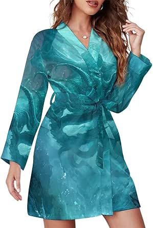 Octopus Tentacles Wings Oceancthulhu Women's Bath Robes Spa Bathrobe ...