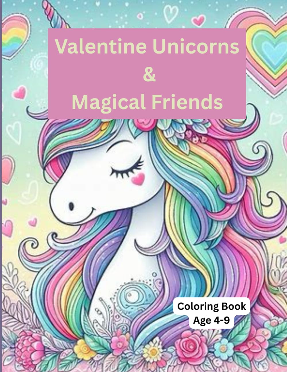 Valentine Unicorns & Magical Friends Coloring Book: A Cute Valentine ...