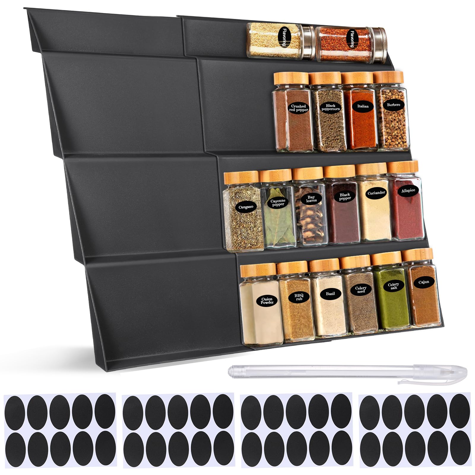 Fentar 2Pcs Spice Drawer Organiser, Expandable Spice Rack 30 to 60cm, 4 ...