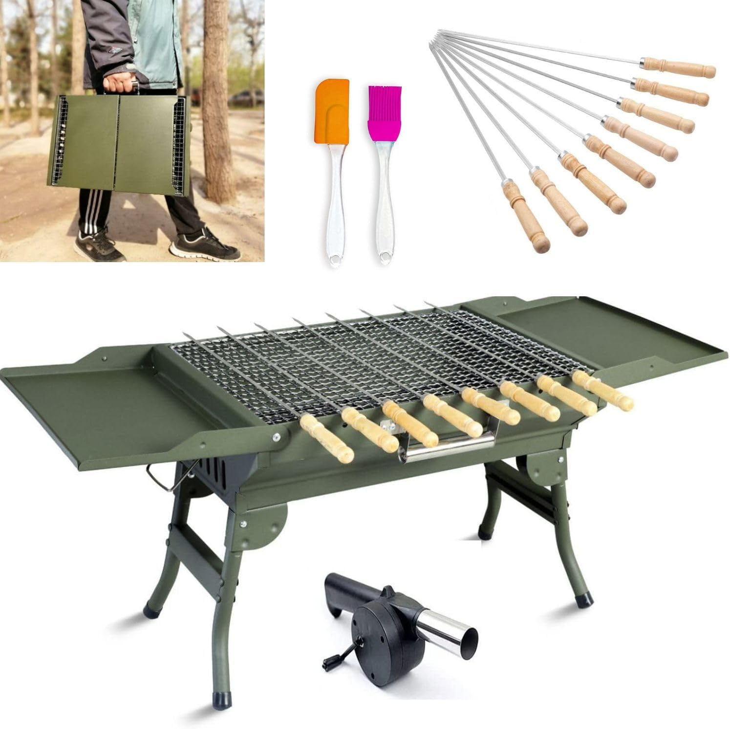 IBELL Ca-19A Foldable Briefcase Style Charcoal Barbecue And Tandoor ...