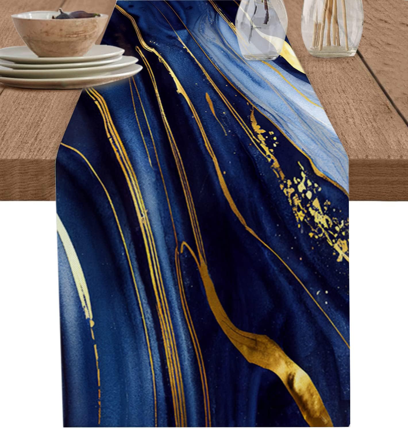 Amazon.com: AGONA Navy Blue Rose Gold Peony Floral Table Runner 13 x 90 ...